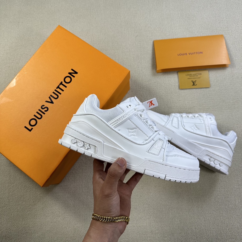 Louis Vuitton Trainer Tênis Casual Puro De Borracha Branca ...