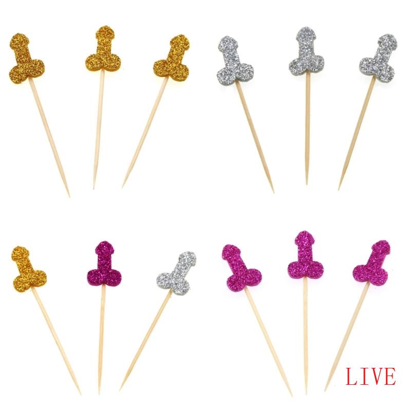 Ao Vivo 12pcs Glitter Willy Cake Cupcake Topper Multipurpose Holiday ...