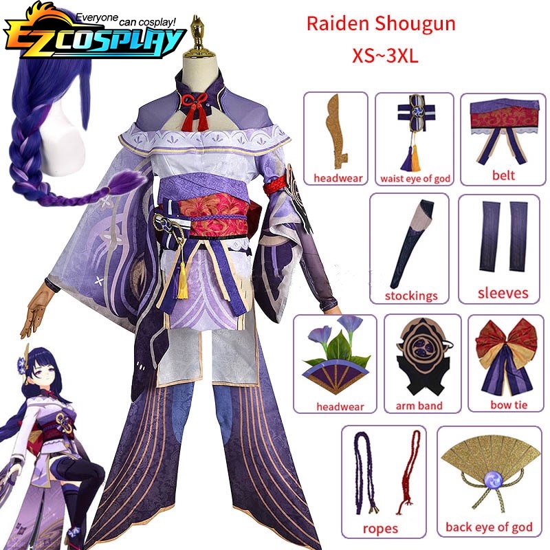 Jogo Cosplay Genshin Impacto Raiden Shogun Traje De Baal Mei Conjunto ...