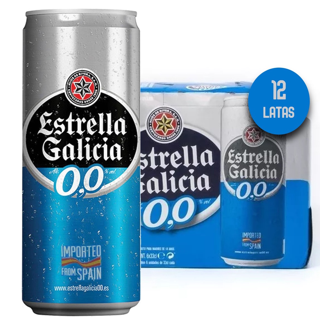 Cerveja Estrella Galicia 0,0% Pilsen Lata 330ml (12 Latas) | Shopee Brasil