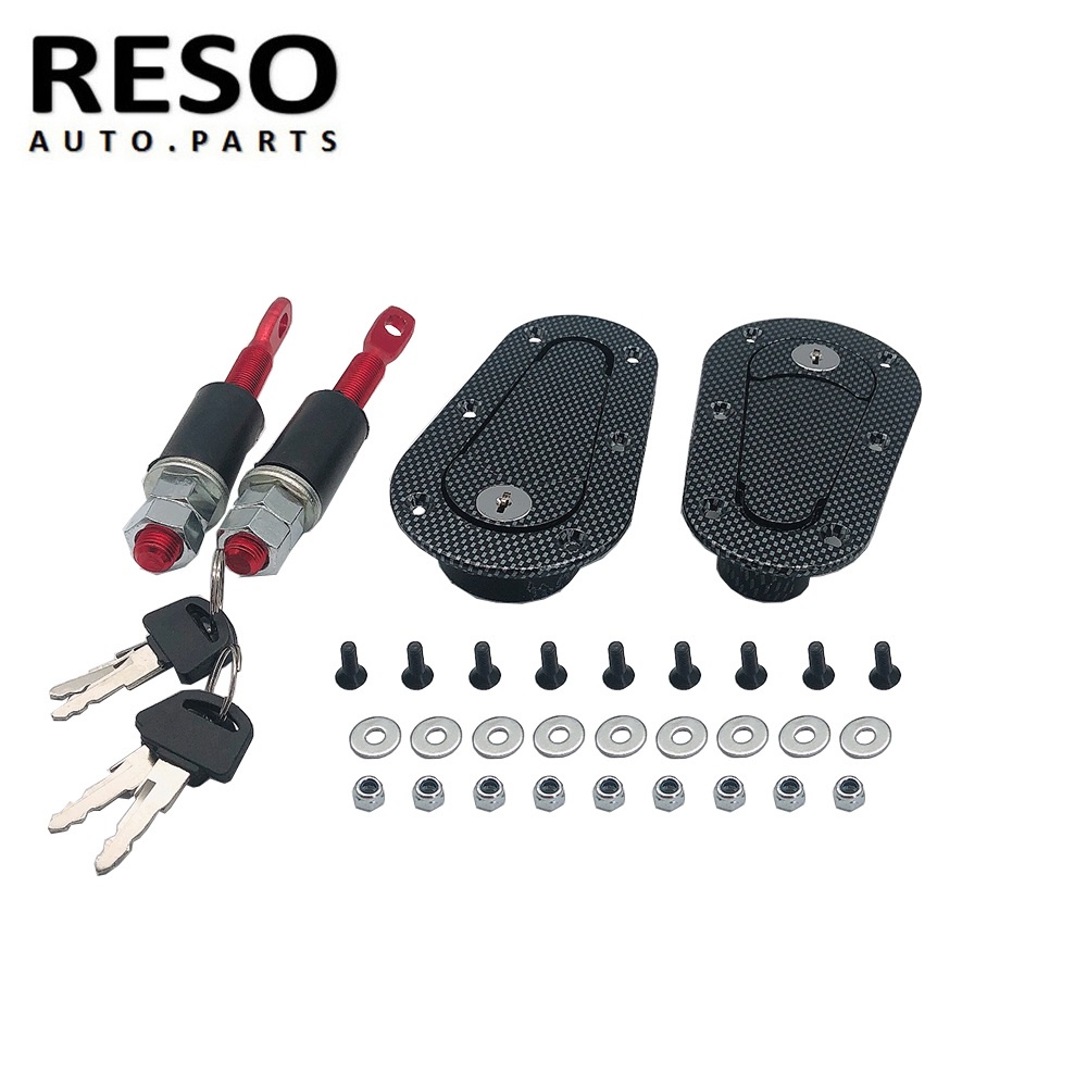 RESO-- Universal Racing Car Hood Motor Bonnet Kit De Trava Do Capô Com ...