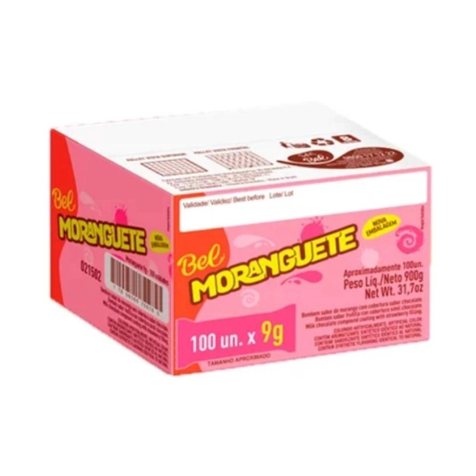 Caixa Bombom Moranguete 9g C/ 100 Unid - 900g | Shopee Brasil
