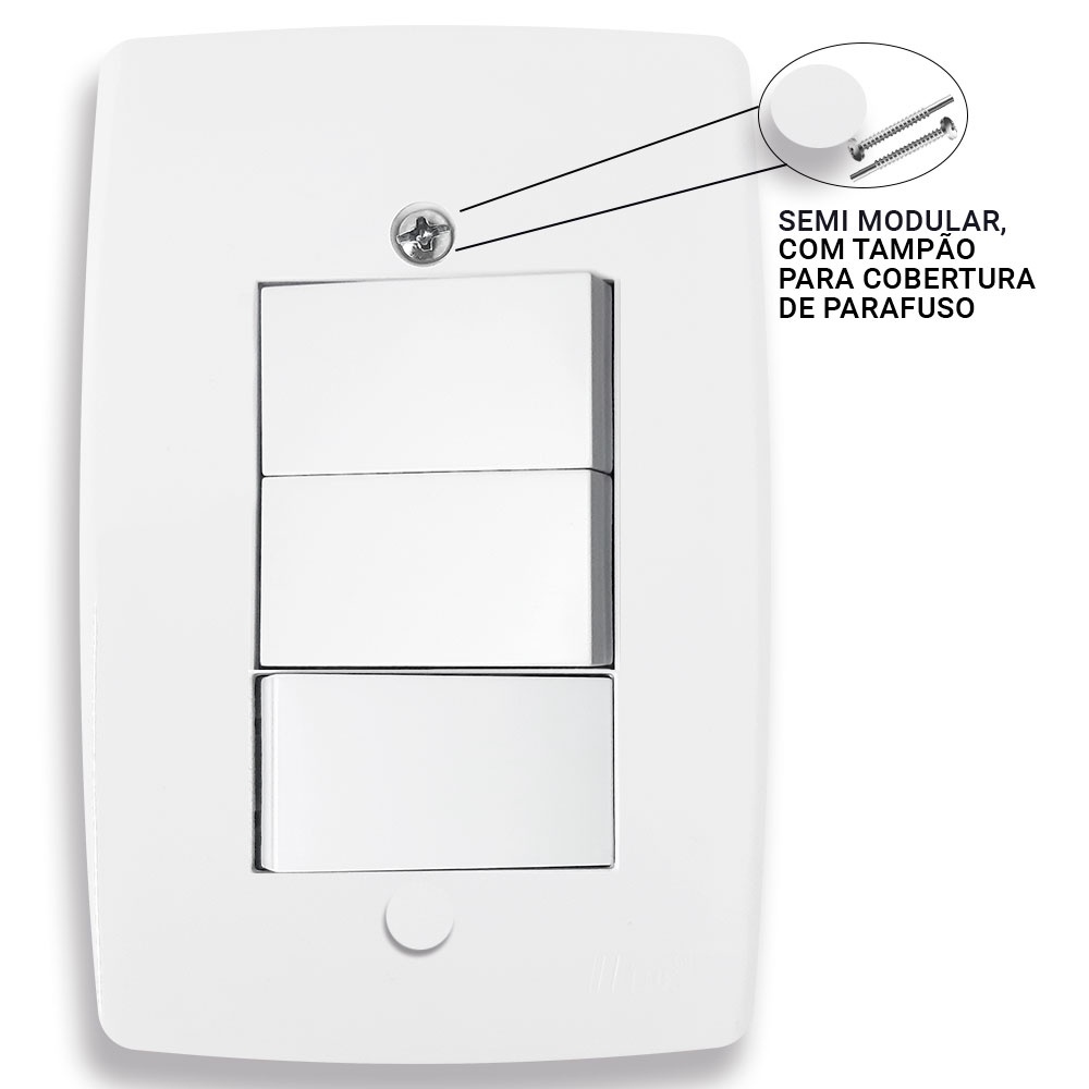 Conjunto Interruptor Triplo Simples Branca 4x2 Completa Blux Finesse ... Conjunto Interruptor Triplo Simples Branca 4x2 Completa Blux Finesse ...