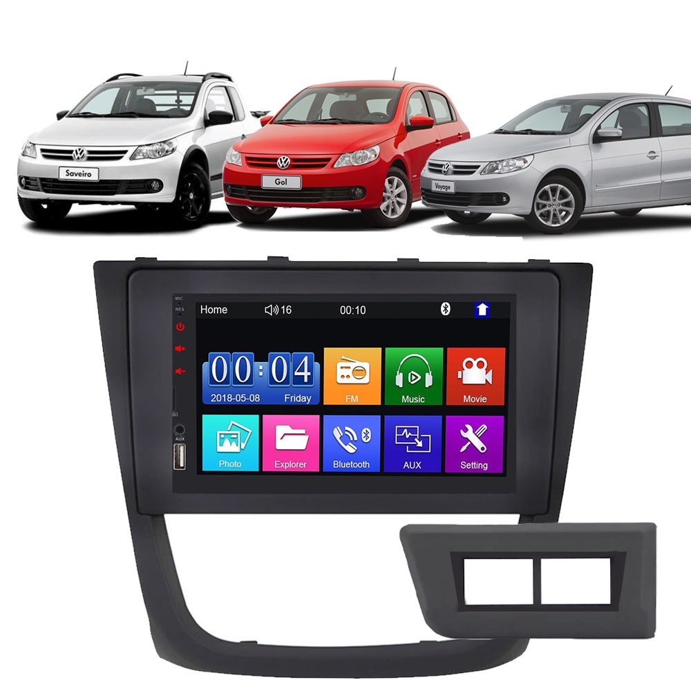 Kit Central Multimidia MP5 VW Gol Saveiro Voyage G5 2008 2009 2010 2011 2012 2013 Bluetooth ...
