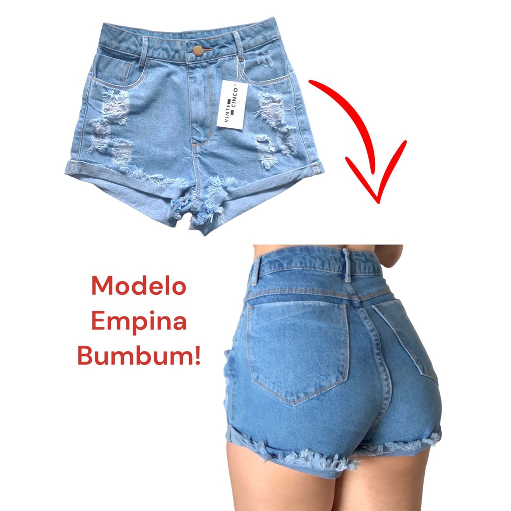Short Jeans Mom Rasgado Verão Empina Bumbum Modelo Blogueira | Shopee ...