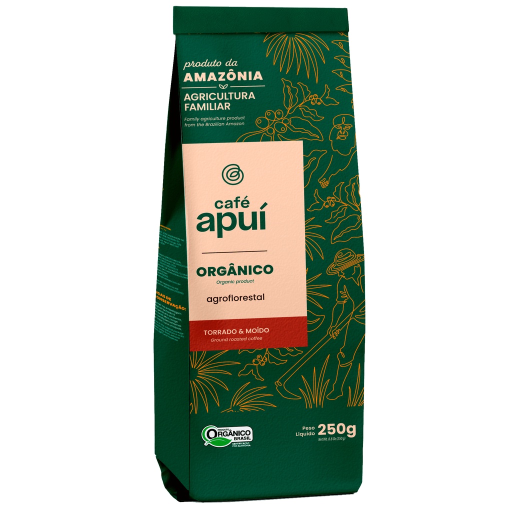 Café Apuí Agroflorestal Orgânico Torrado e Moído - 250g | Shopee Brasil