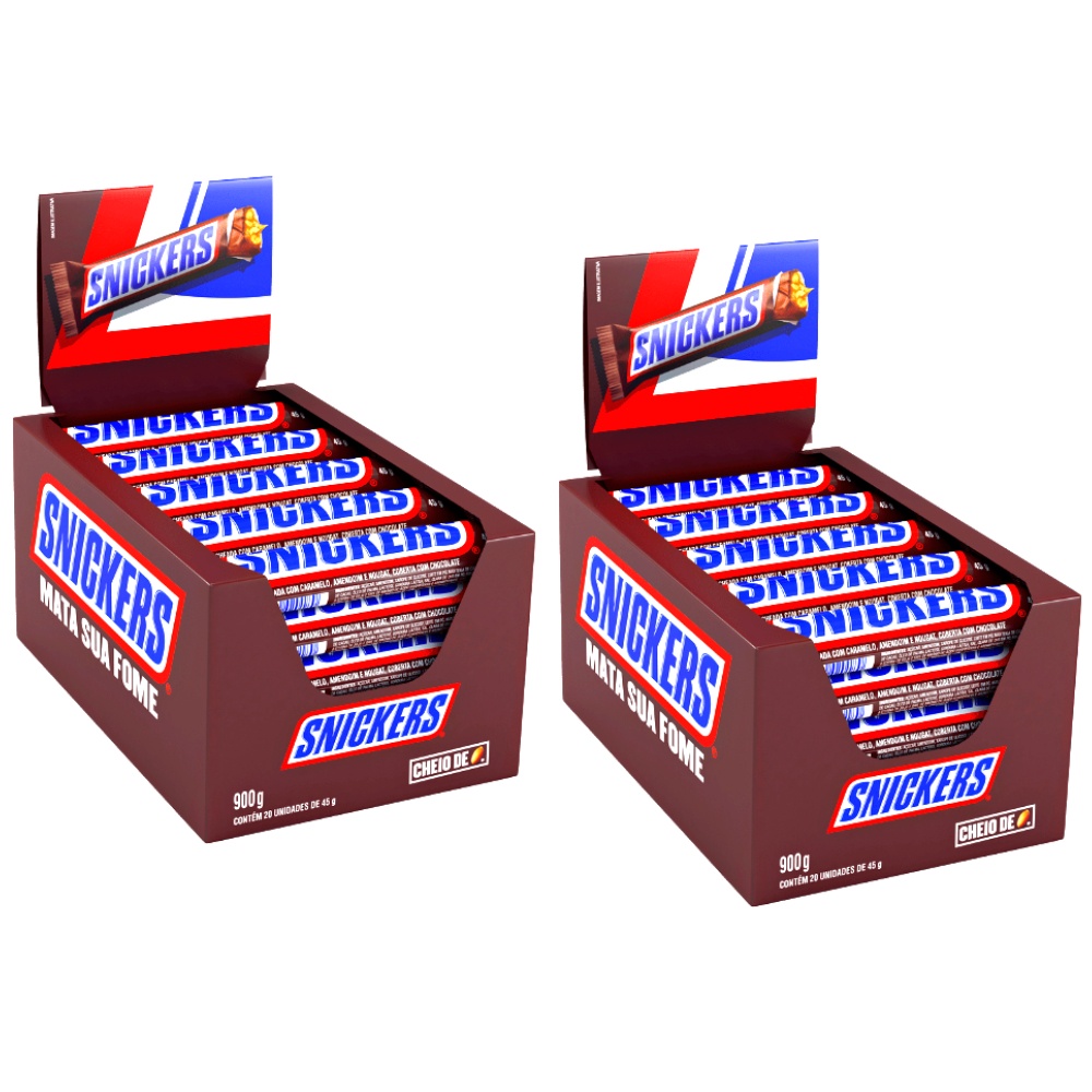 Kit Caixa De Chocolate Snickers Tradicional MARS 2 cx c/ 20un cada ...