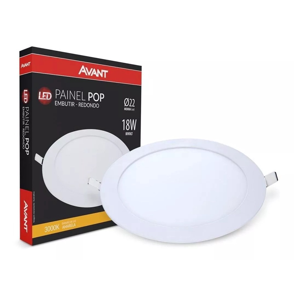 Painel de Led Luminária Embutir 18w 3000k 22cm Amrela | Shopee Brasil