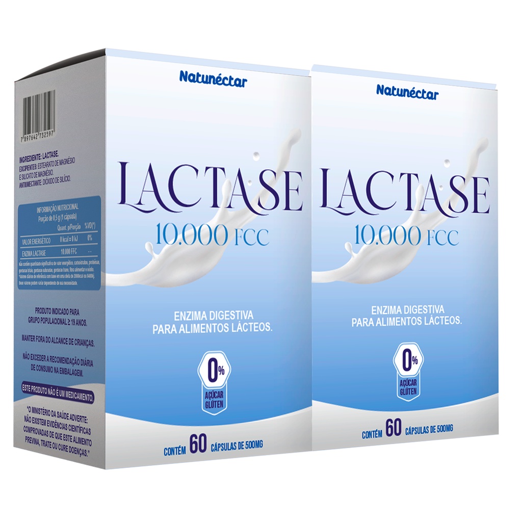 Kit 2 Potes Lactase 10.000fcc Enzima Suplemento Alimentar Natural -120 ...