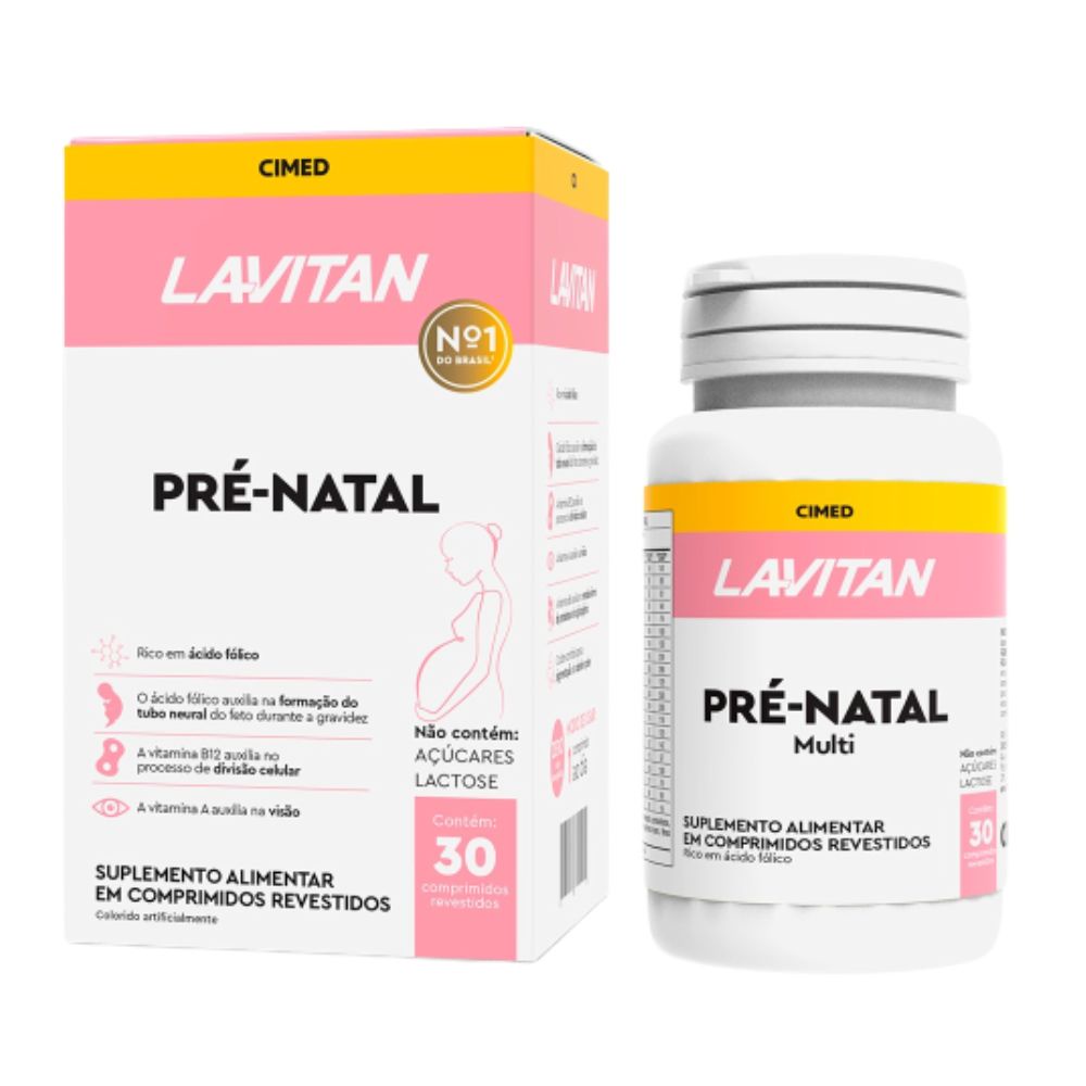 Lavitan Pre-Natal Multi Suplemento Alimentar 30 Comp Cimed Gestante ...