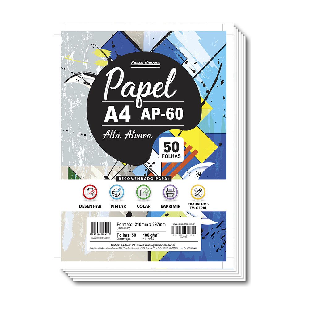 Papel A4 AP-60 Pauta Branca 180g/m² Com 50 Folhas | Shopee Brasil