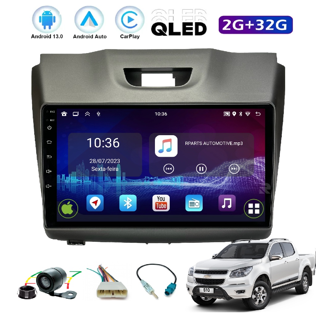 Kit Central Multimidia 9 Polegadas Android Chevrolet S10 Trailblazer 2012 a 2015 Grafite ...