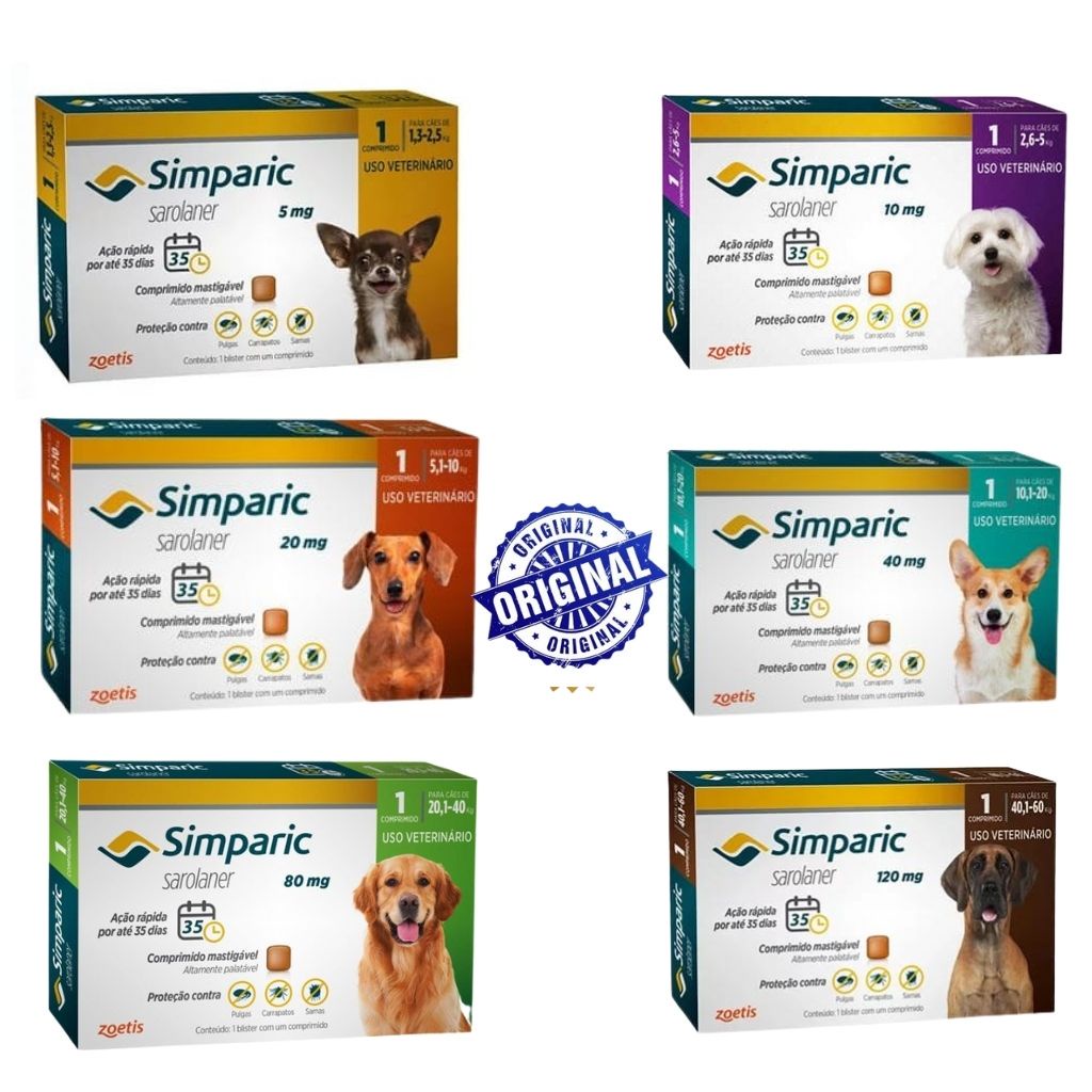 Simparic 1 Comprimido de 1,3 a 60 Kg Zoetis | Shopee Brasil