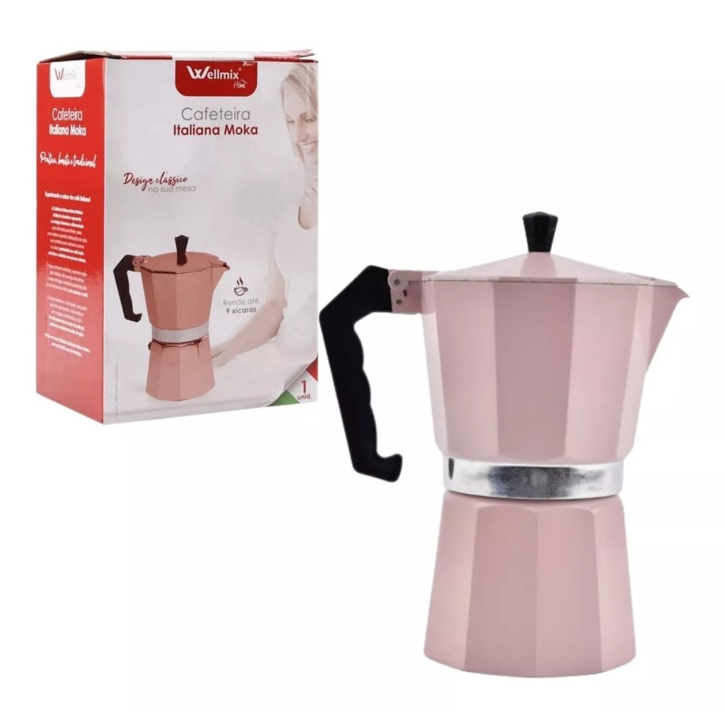 Cafeteira Italiana Moka Rosa- Wellmix | Shopee Brasil