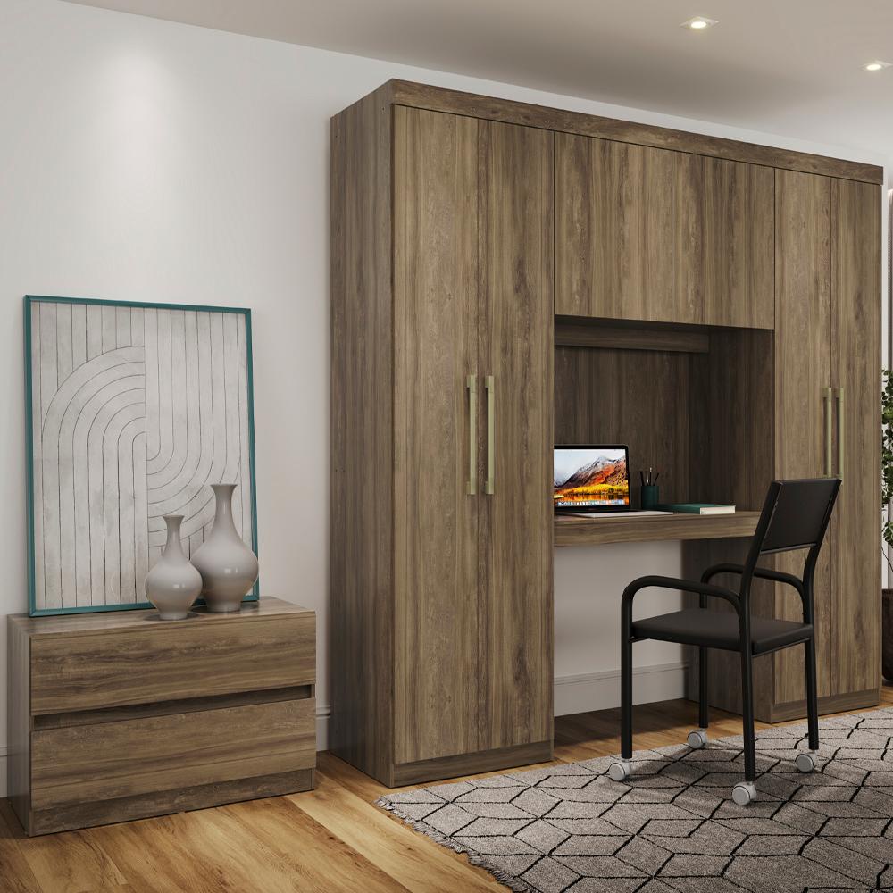 Guarda Roupa Casal 6 Portas 2 Gavetas Porto Legno com Escrivaninha ...