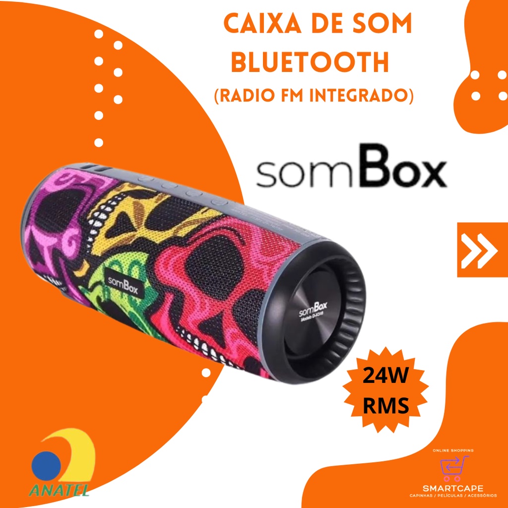 Caixa de Som Bluetooth Portátil FM Integrado - SomBox - D-X318 | Shopee ...
