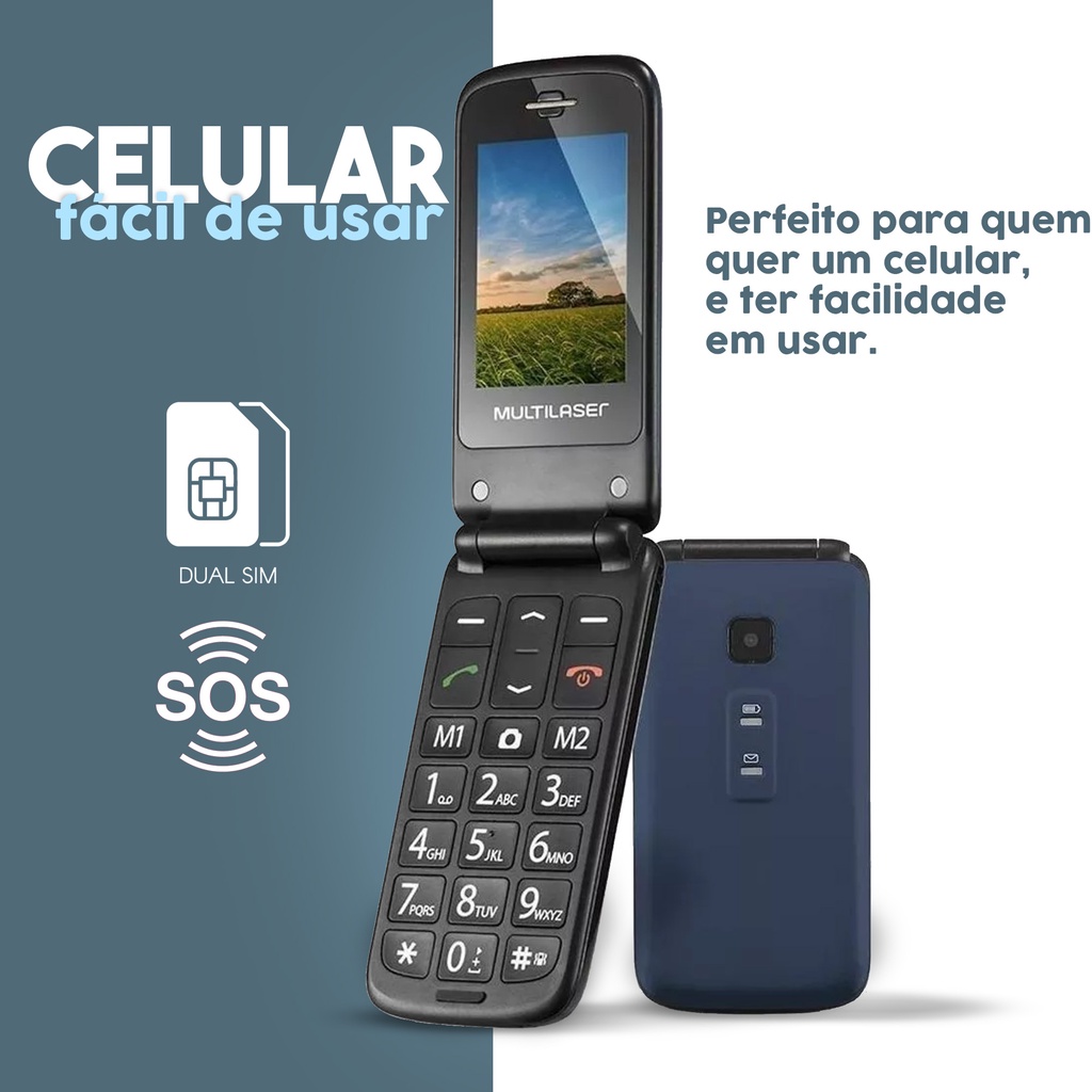 Celular Flip Vita Multilaser Dual Chip 32 MB Azul 32 MB RAM Lanterna Rádio | Shopee Brasil