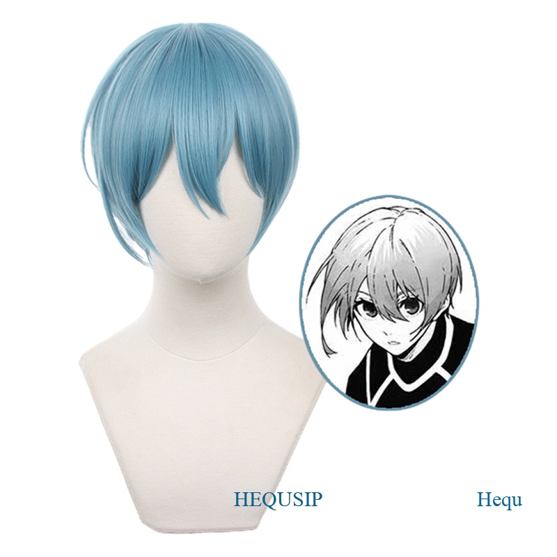 HEQU Blue Lock Hiori Yo Cosplay Peruca Azul Cabeleira Curta Papel Play ...