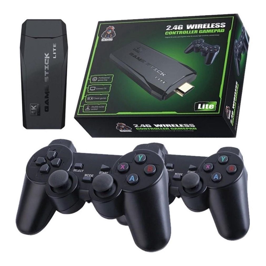Video Game Stick Console 4k Com 2 Controles Sem Fio Wireless | Shopee ...