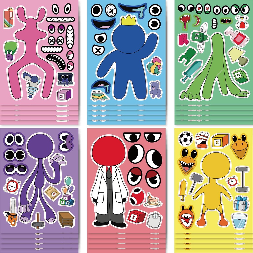 6PCS Horror Game Series Rainbow Friends Puzzle Sticker Fazendo Seu ...