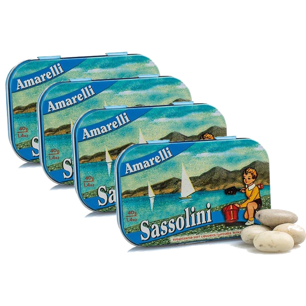 Bala de Licorice Sassolini Amarelli 40g (4 Latas) | Shopee Brasil