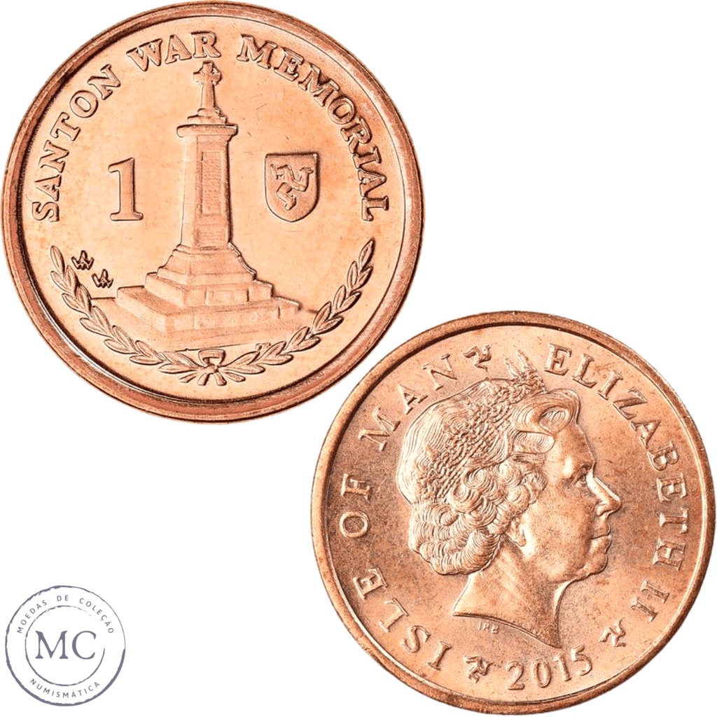 Moeda Ilha de Man 1 penny 2015 - Santon War Memorial | Shopee Brasil