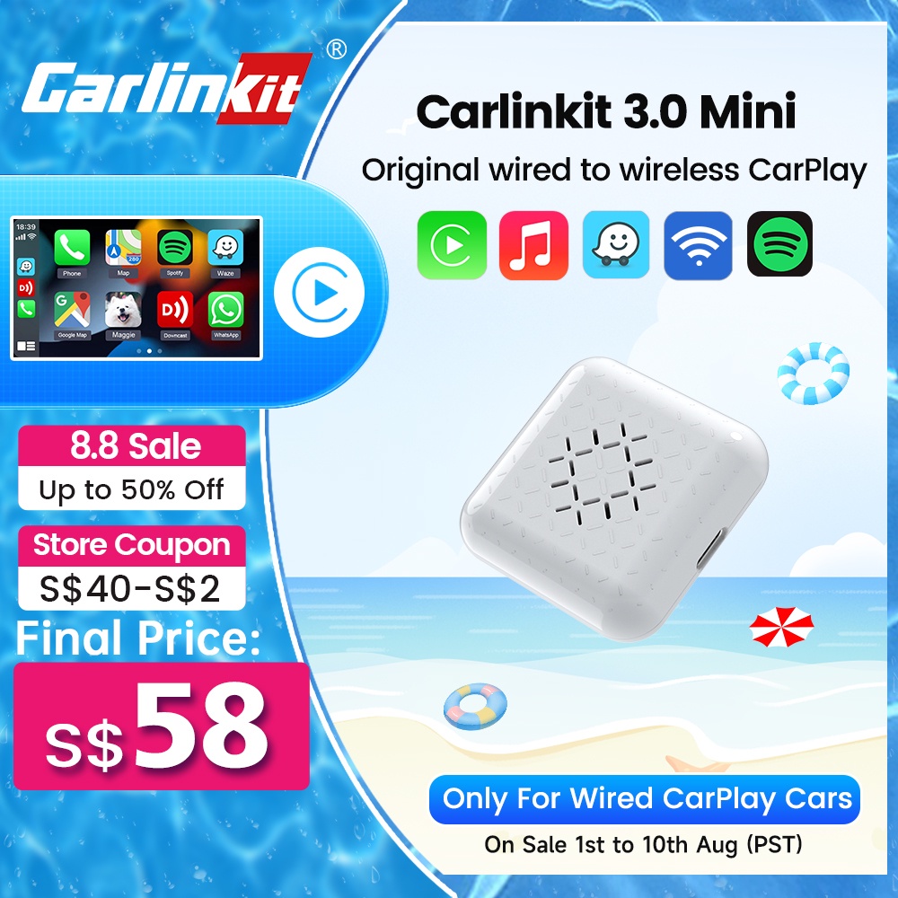 Car LinKit 3.0 Mini CarPlay Portátil sem fio CarPlay Cão criptografado ...