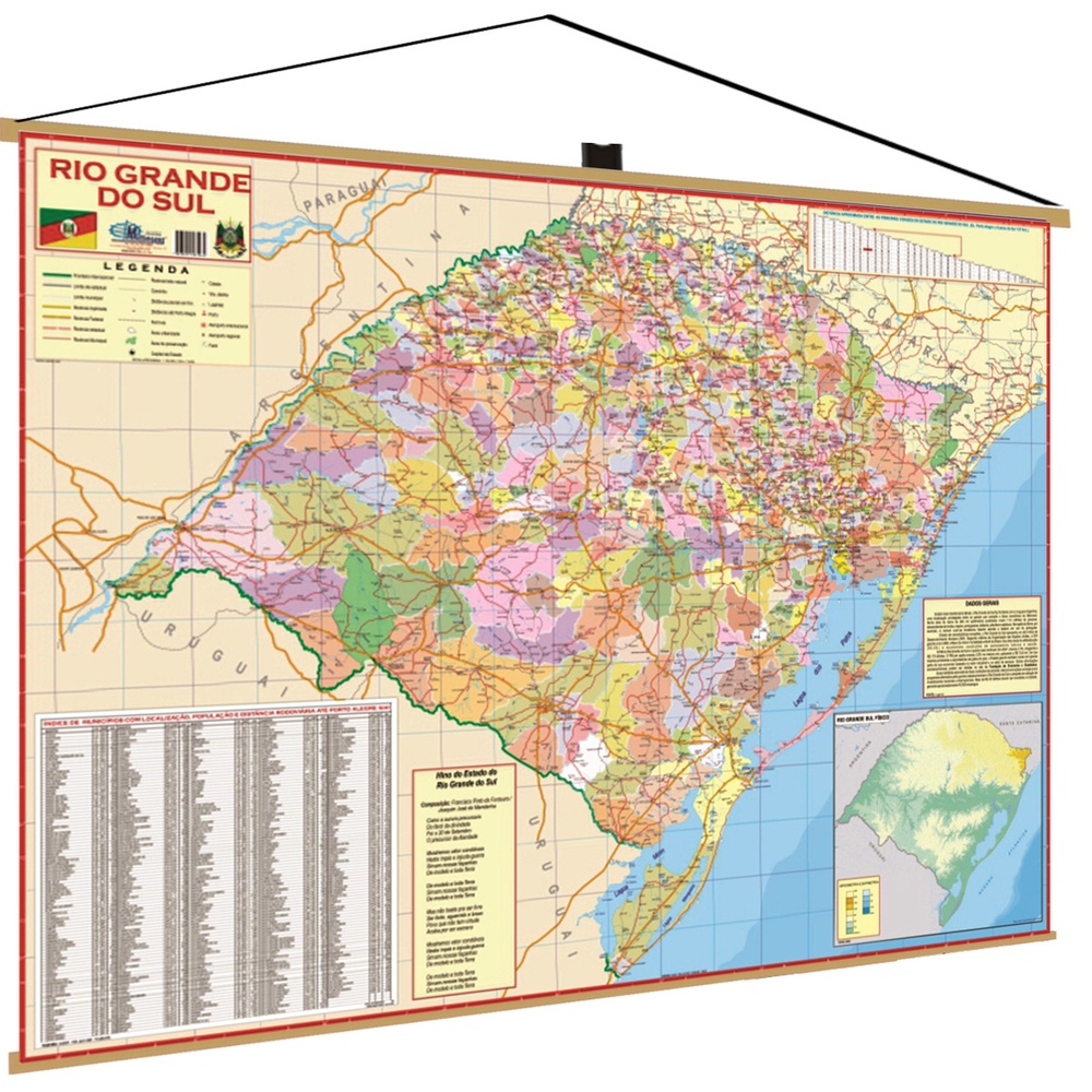 Banner Mapa Estado Rio Grande Do Sul Politico Geográfico Escolar ...