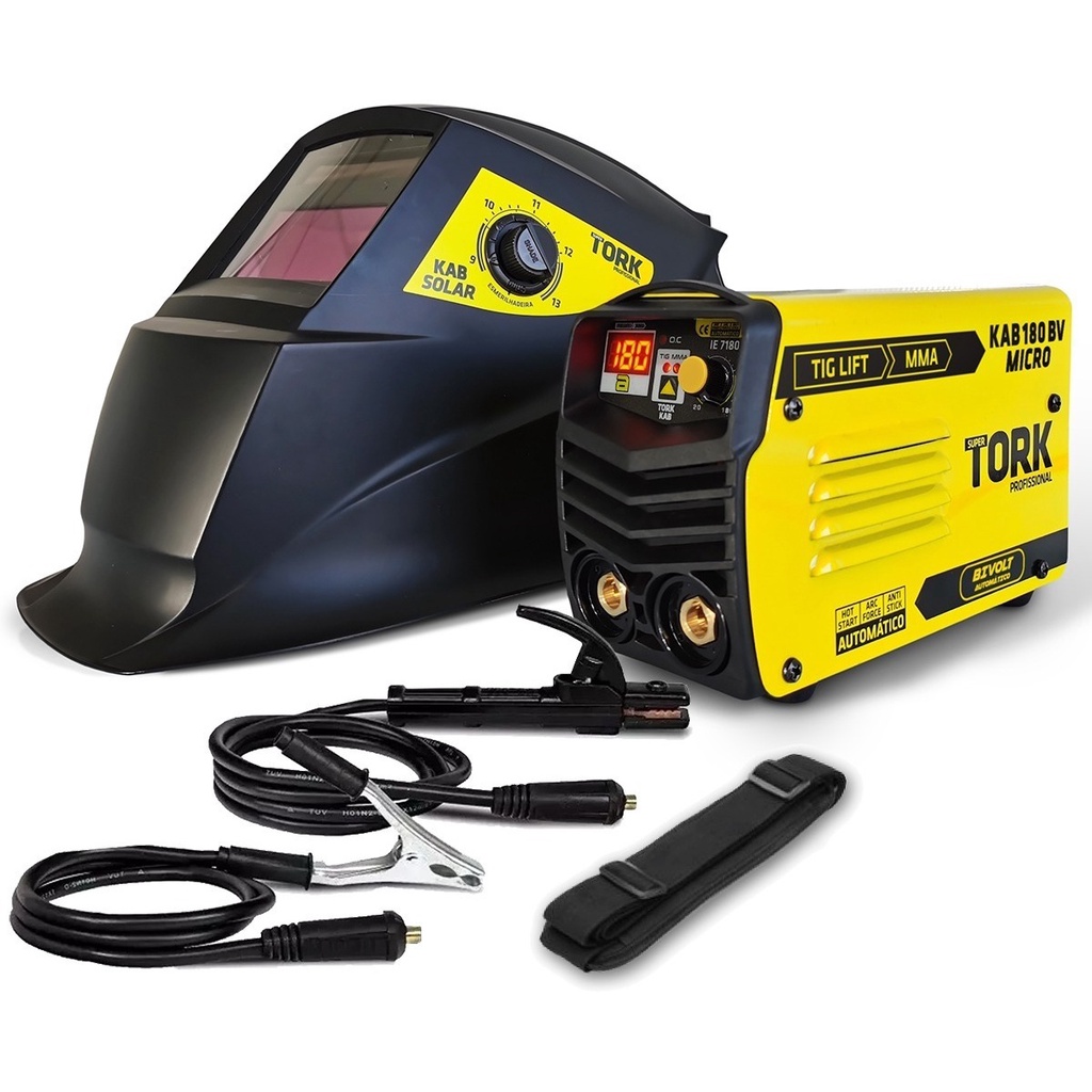 Maquina Solda Inversora 180a Bivolt Kab180 7180 Tork + Masc | Shopee Brasil