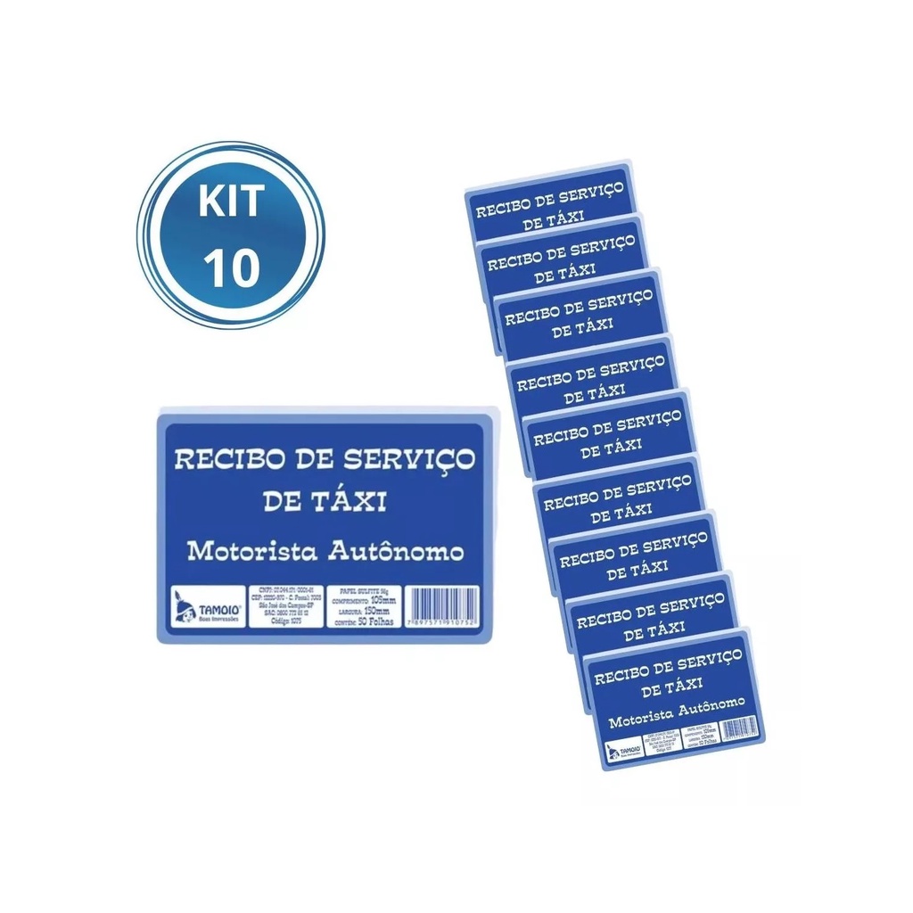 Kit 10 Recibo De Taxi Bloco Talão Para Motoristas Aplicativo | Shopee ...