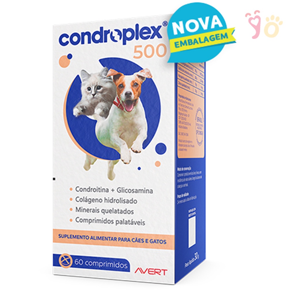 CondroPlex 500 Avert Suplemento Alimentar para Cães e Gatos de Pequeno ...