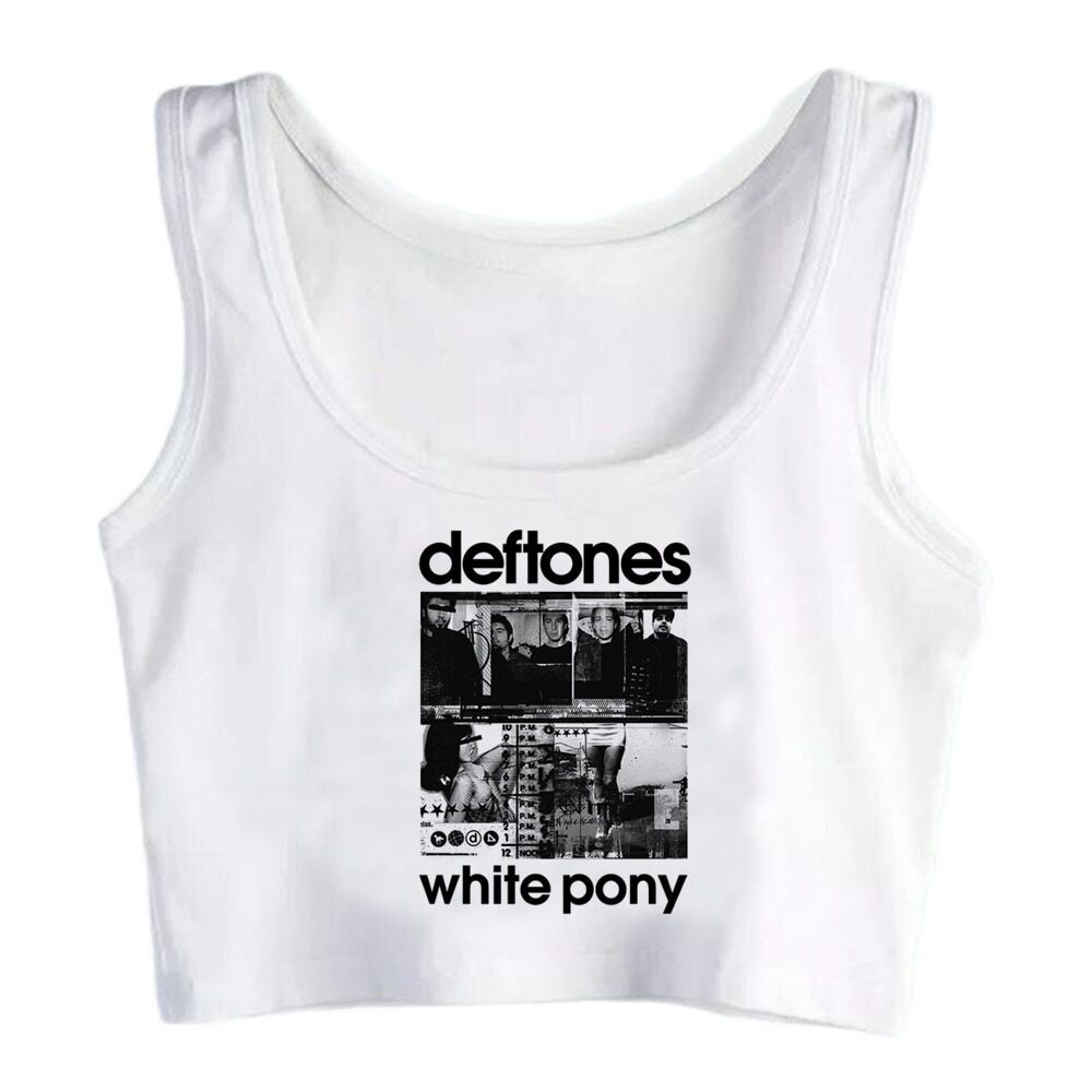 Deftones Top Do Tanque Yk2 Cyber Y2k Goth Crop Mulher Gráfica Coreana