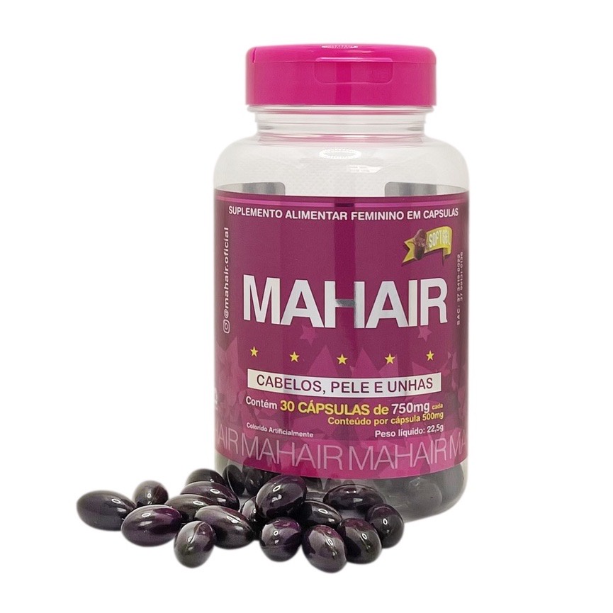 1 Suplemento Alimentar Em Cápsulas Para Cabelo Pele E Unhas Mahair ...