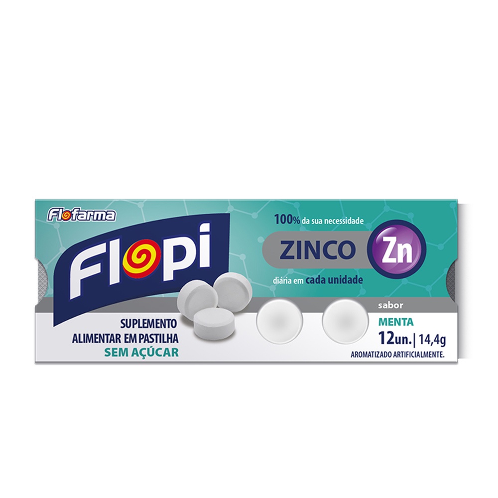 Flopi Suplemento Alimentar em Pastilha Zinco Sabor Menta Flofarma ...