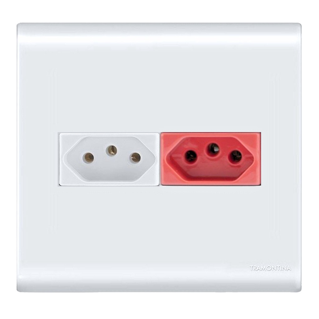 Conjunto Tomada 10A com 20A Vermelha Tramontina Linha Liz 220v com ...