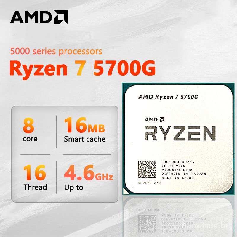 Processador AMD Ryzen 7 5700G - Ryzen 7 5000G-Series Cezanne (Zen 3) 8 ...