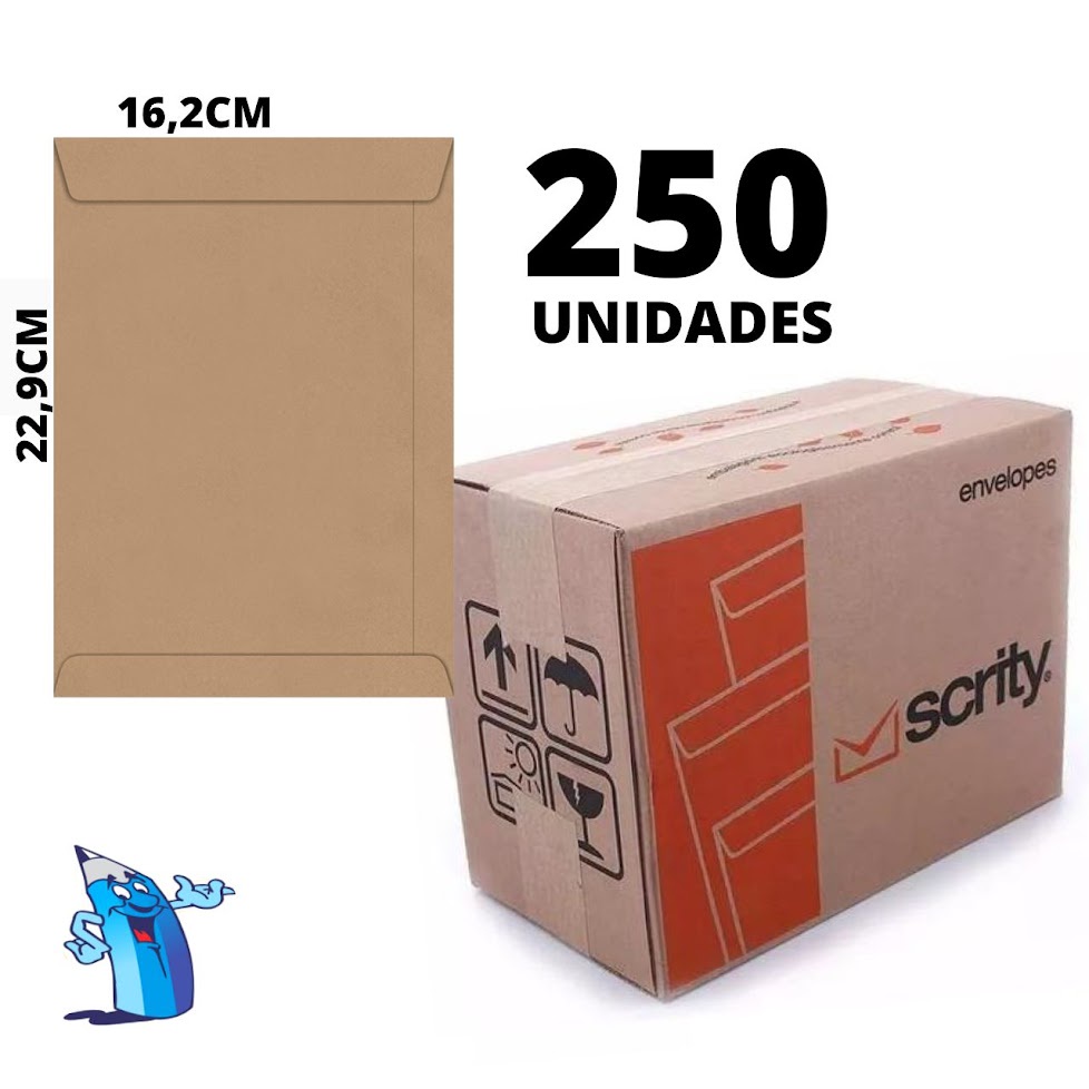 ENVELOPE KRAFT NATURAL 162MMX229MM CAIXA C/250 UNIDADES | Shopee Brasil