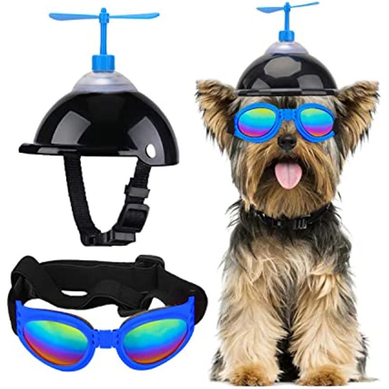 Dog Helmet and Goggles with Cute Propeller for Small Medium Dogs ...