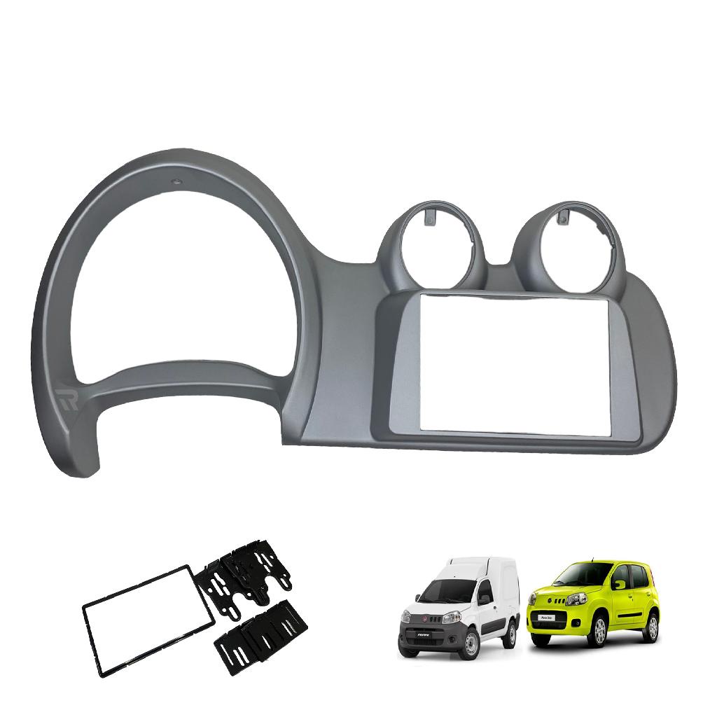 Moldura Painel DVD 2 Din MP5 Central Multimidia Fiat Uno Vivace 2010 a 2016 Fiorino 2014 a 2021 ...