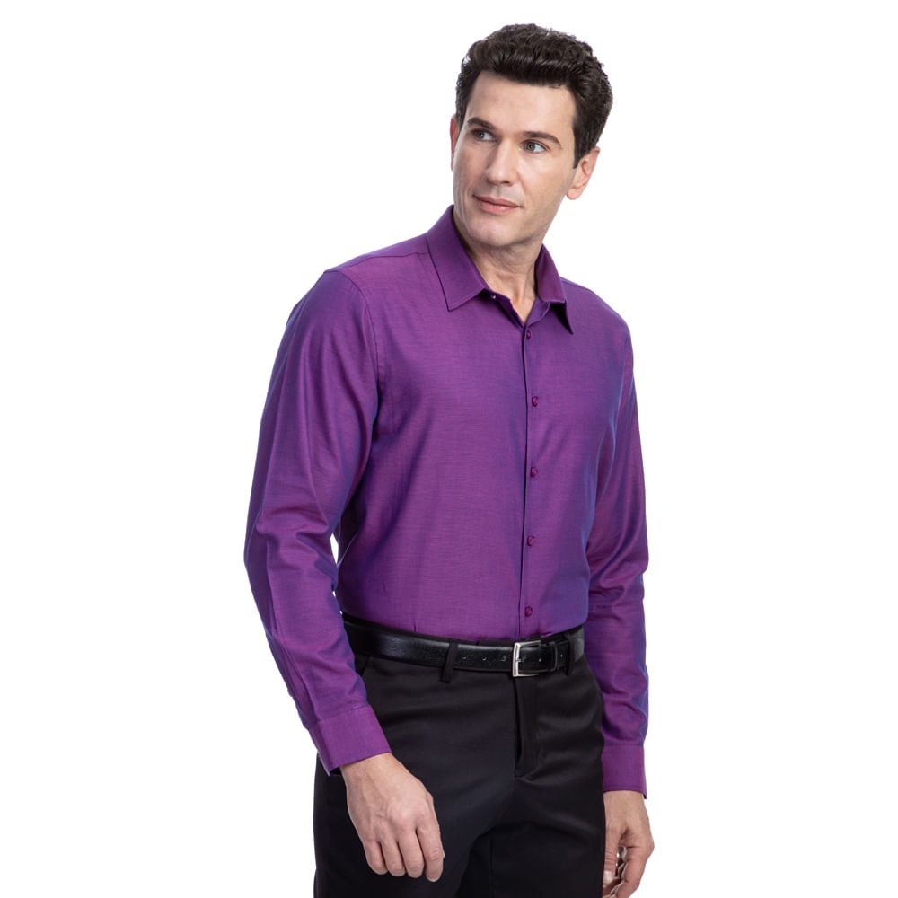 CAMISA SOCIAL MASCULINA ROXA DETALHADA | Shopee Brasil