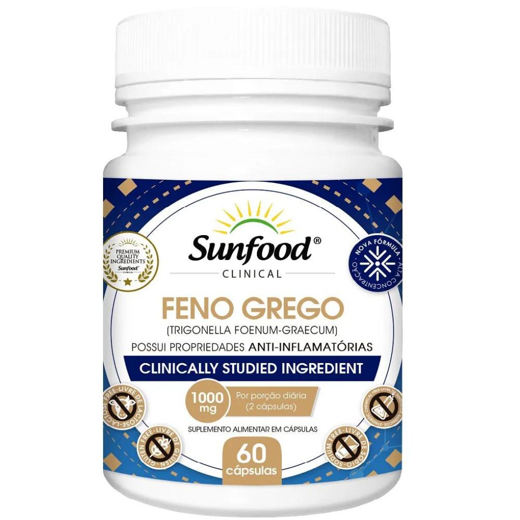 Feno Grego Anti-Inflamatório 1000mg 60 Cápsulas Sunfood | Shopee Brasil