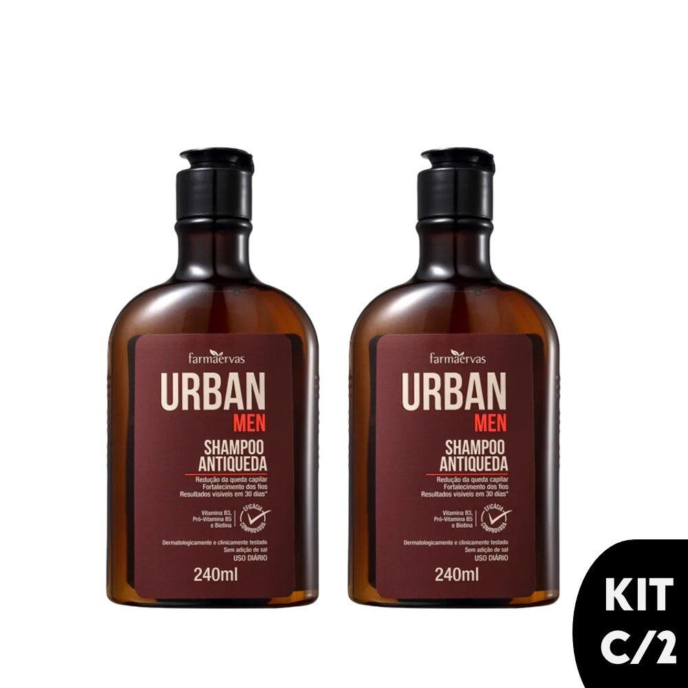 Kit c/ 2 Shampoo Masculino Antiqueda Urban Men 240ml | Shopee Brasil
