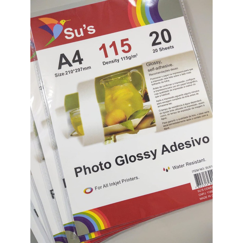 Papel Fotográfico Adesivo 115g Glossy A4 20 folhas | Shopee Brasil