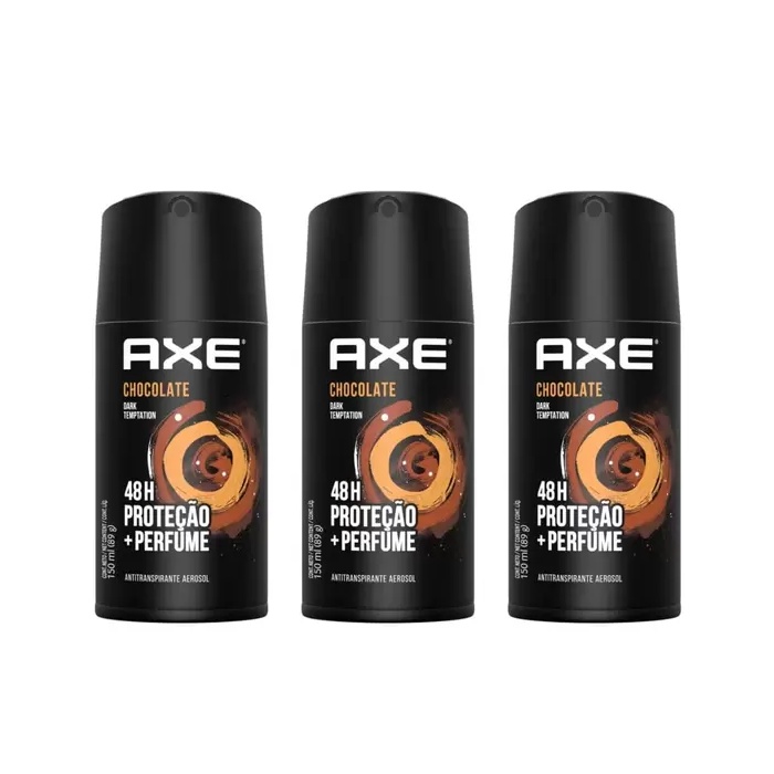 Kit 3 Desodorantes Antitranspirante Aerosol Axe Dark Temptation 150 ml ...