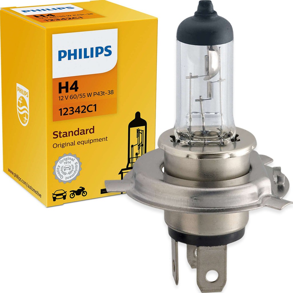 Lâmpada Farol H4 Philips ORIGINAL Standard 60/55w 12v 12342c1 | Shopee Brasil