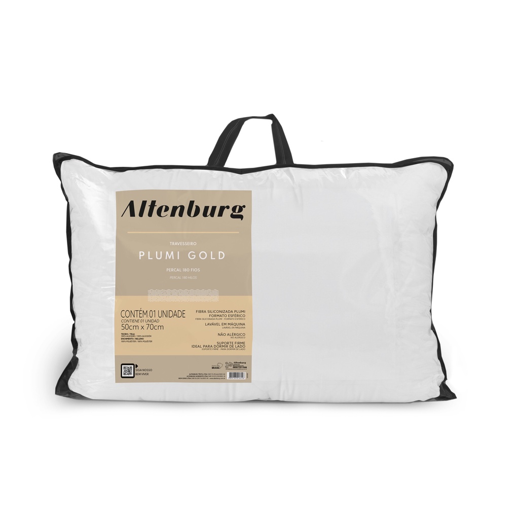 Travesseiro Altenburg Plumi Gold 180 Fios 50cm X 70cm | Shopee Brasil