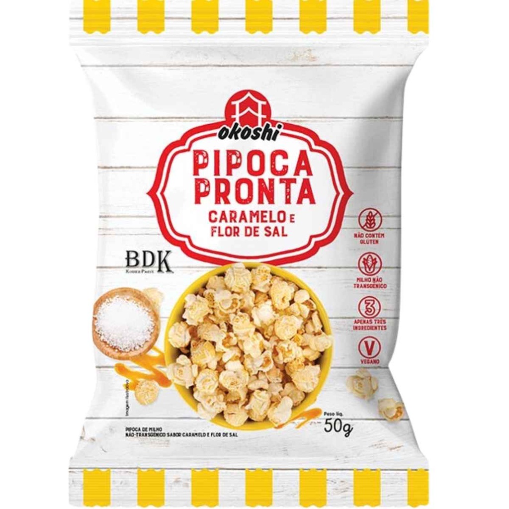 Okoshi Pipoca Pronta Caramelo e Flor de Sal 50gr | Shopee Brasil
