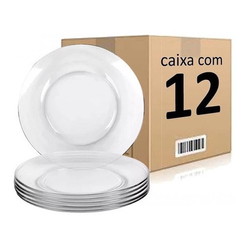 Kit Jogo 12 Pratos Raso Astral Vidro Transparente Nadir Duralex Liso Resistente Temperado Sopa ...