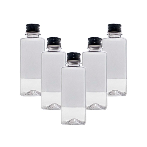 5 Unid Frasco Pet Quadrado 250ml 28/410 Cristal c/ Tampa | Shopee Brasil