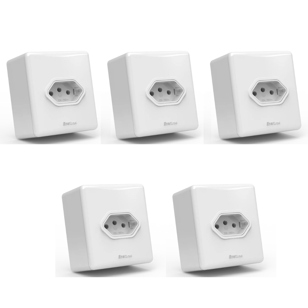TOMADA EXTERNA 10A KIT C/ 5 UN - Enerbras | Shopee Brasil